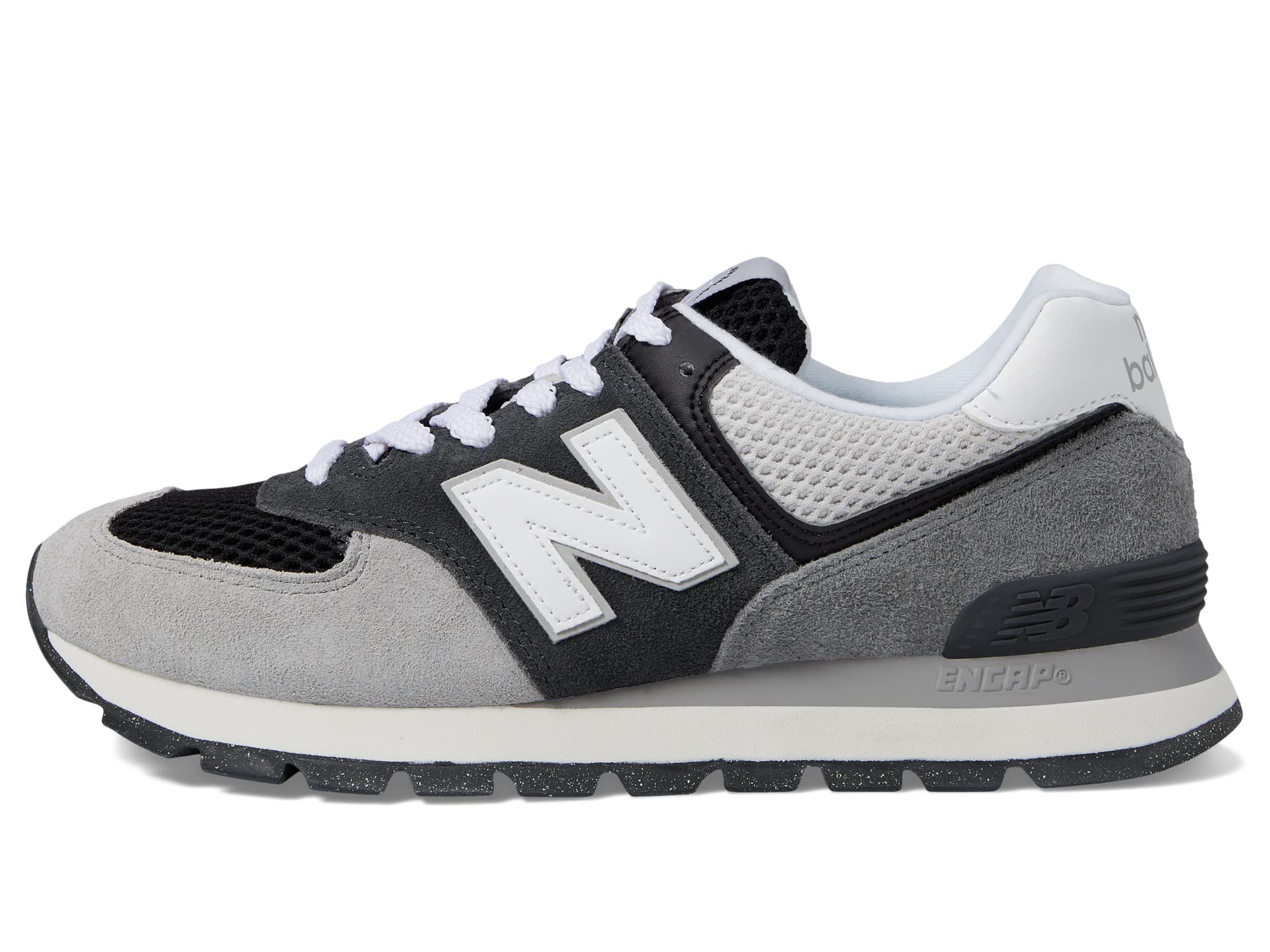 New Balance Classics 574D Rugged Sneakers for Men - Low Top Silhouette and Breathable Textile Lining Black/Grey 11 D - Medium