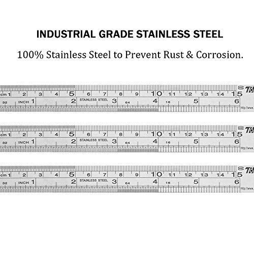 Ruler Metal Straight Edge Ruler Stainless Steel Ruler 6 Inch Ruler Set Rulers Bulk 12 Pack