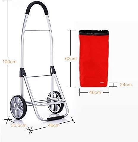 Shopping Trolley on Wheels Multi Function Shopping Cart 50L Light Trolley Aluminum Alloy Collapsible Small Travel Out Pull Rod Cart Foldaway for Easy Storage Storage Hand Trucks,Silver ,S