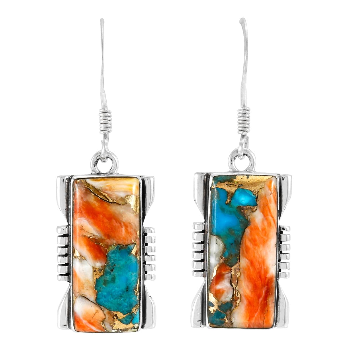 Purple Turquoise Earrings 925 Sterling Silver & Genuine Turquoise (Purple Turquoise)