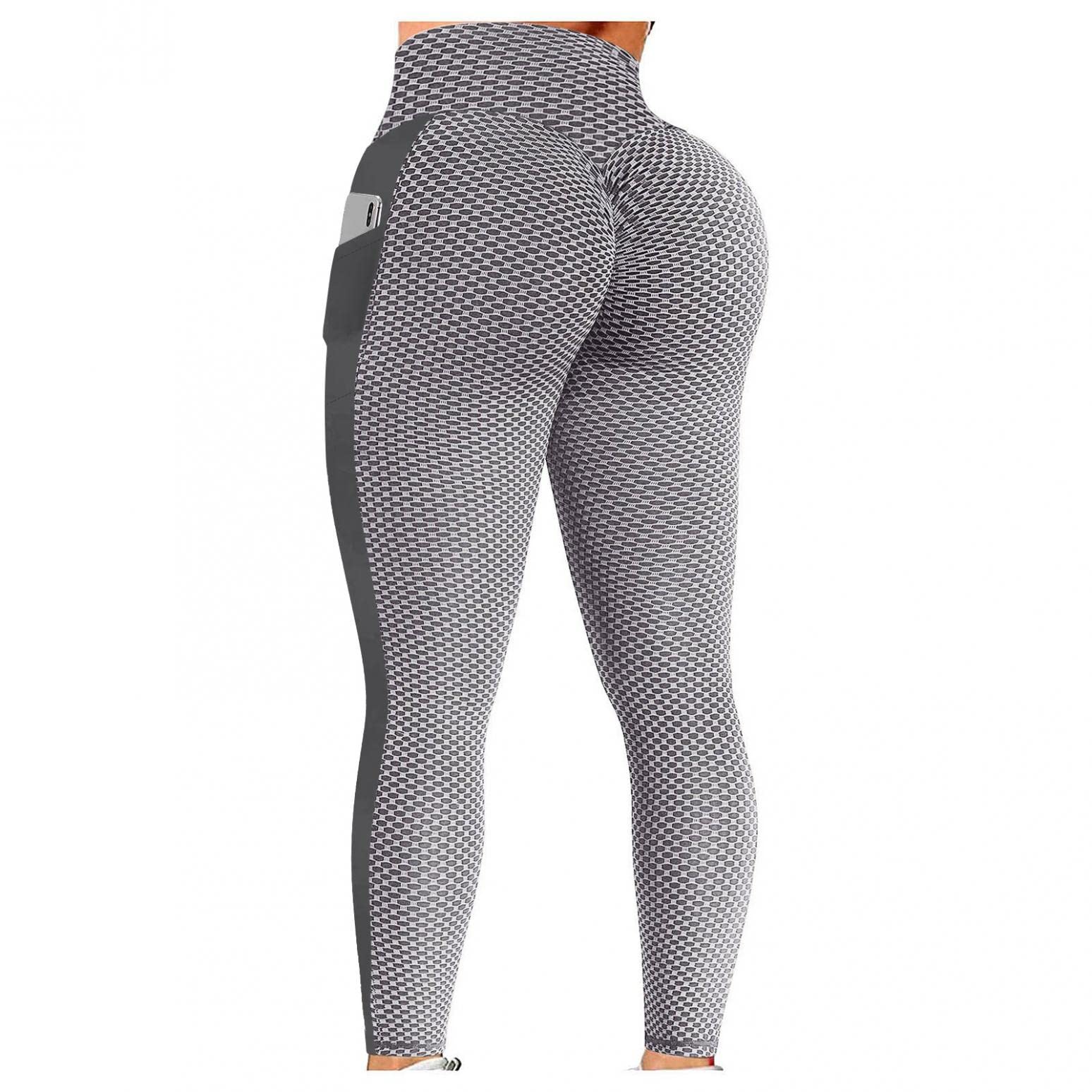 Leggings with Pocketss for Women Butt Lifting Tummy Control High Waisted Running Sports Pants Athletic Leggings Gray