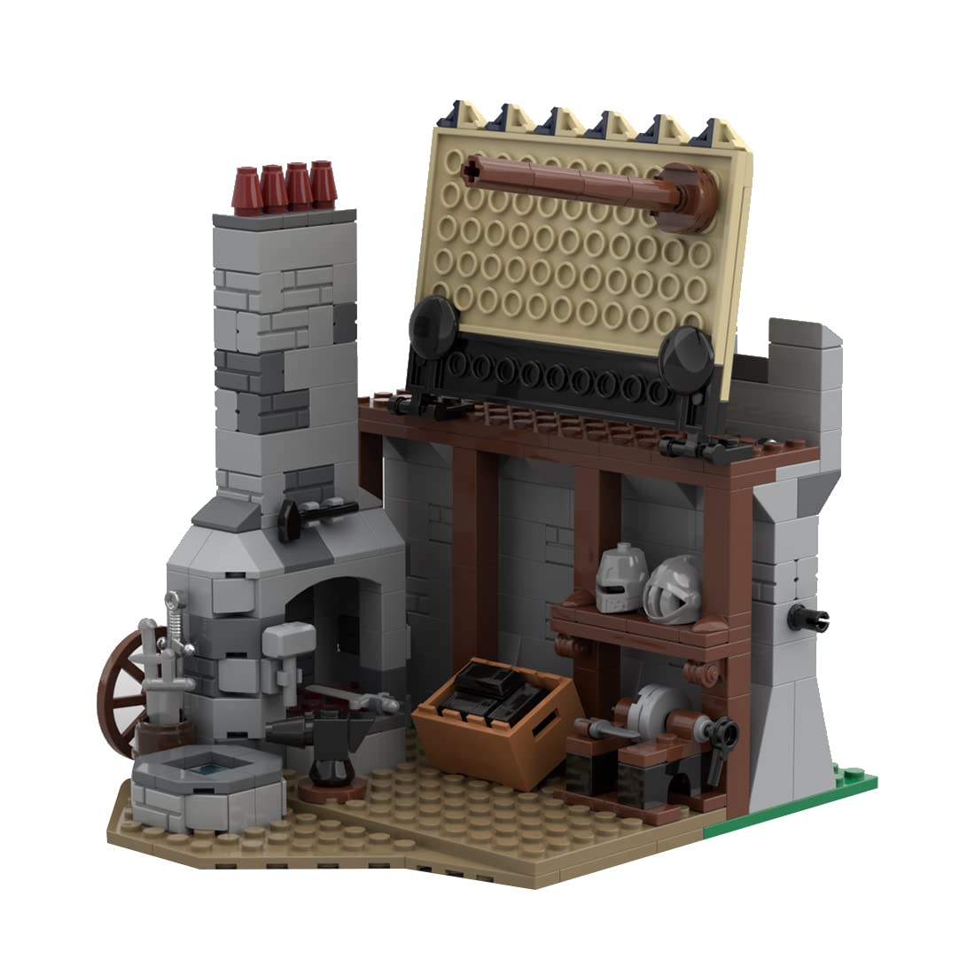 PHYNEDI Medieval Series Modular Blacksmith Bricks Model, Creative Construction Collection Building Toy Compatible with Lego, MOC Designer Entry-Level Learning, MOC-83224 (336Pcs), 185543K115C5GBXBRH