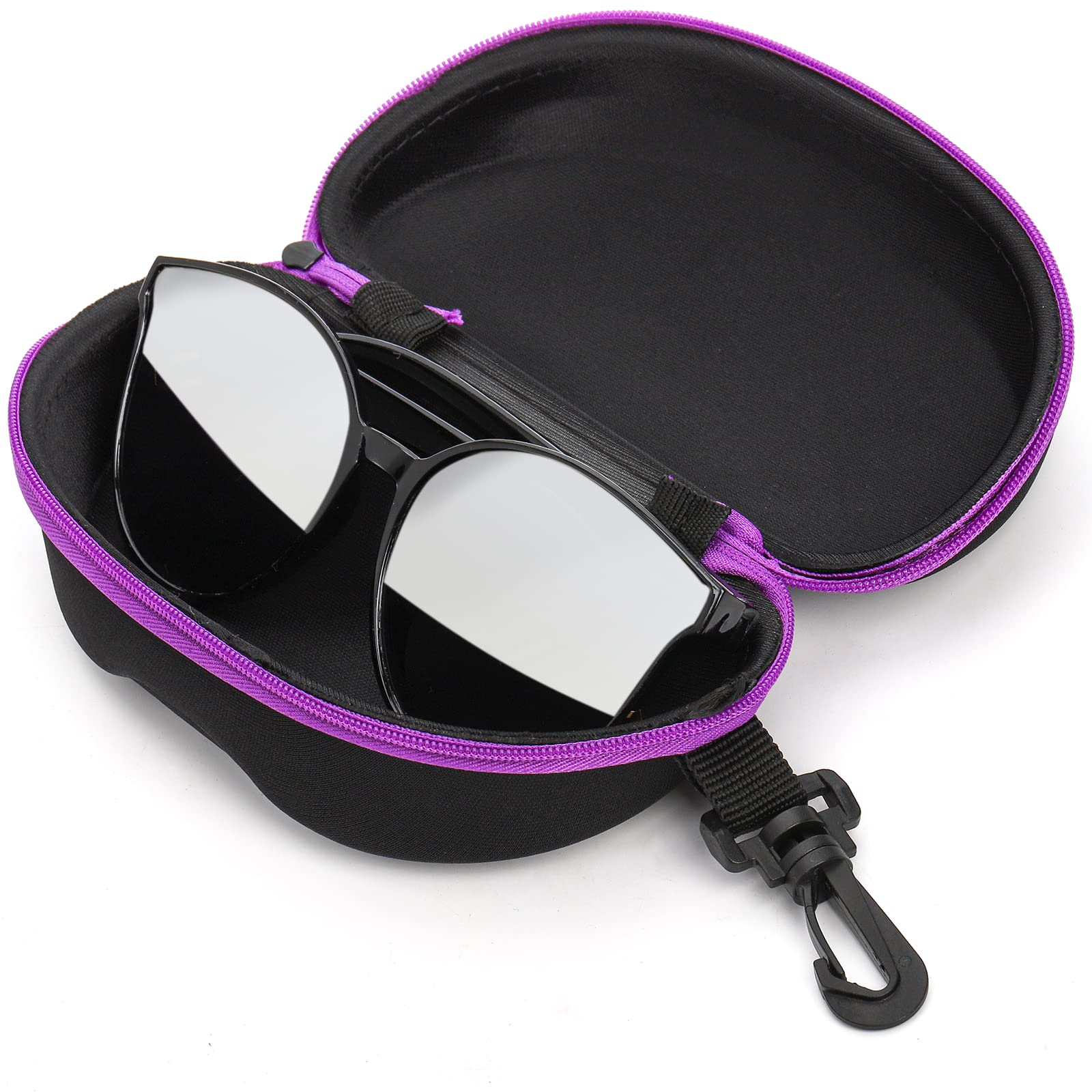 Nicunom 7 Pack Sunglasses Case, Safety Glasses Cases, Portable Zipper Travel Eyeglasses Cases with Hook For Mens and Womens