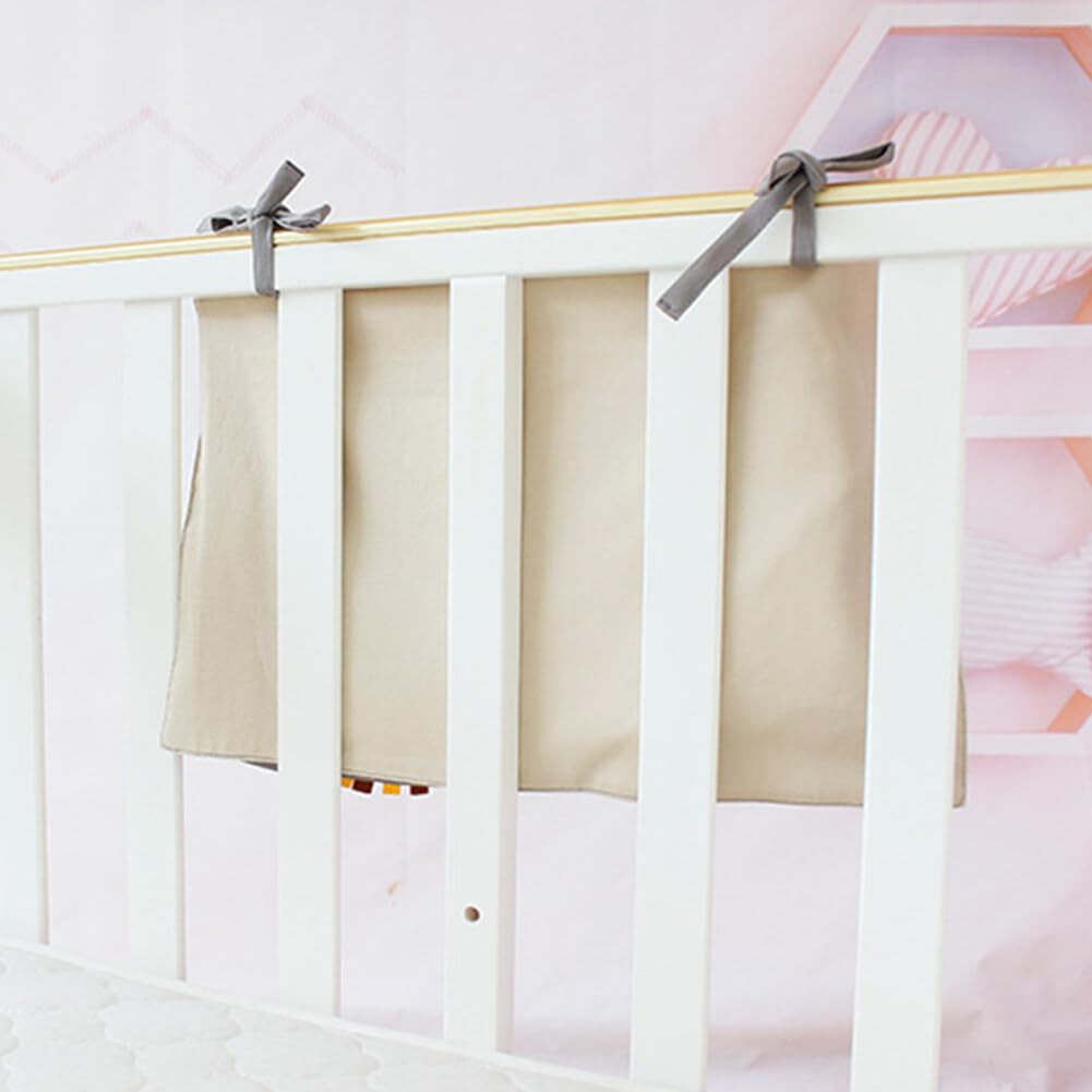 KOFABID 2 PCS Baby Hanging Diapers Toys Caddy Organizer for Crib, Baby Bedside Storage Bag 2 Pockets for Changing Table (Beige)