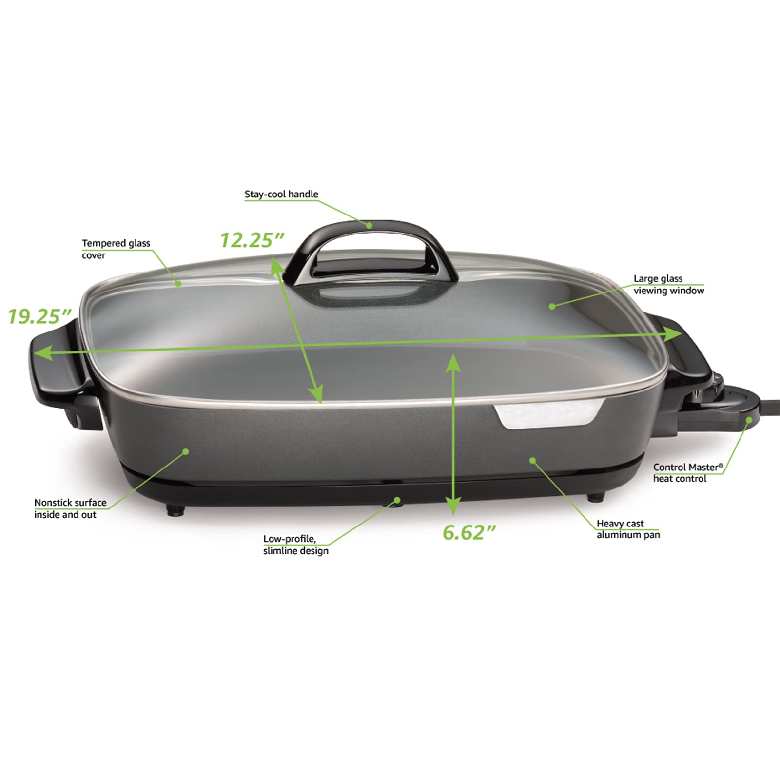 Nonstick Electric Skillet - Great for breakfast lunch dinner, and entertaining (16 Inch)