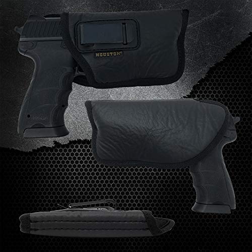 IWB Gun Holster by Houston - ECO Leather Concealed Carry Soft - FITS Most Full Sizes, Like SIG P365 XL, XDM, Glock 17 / 19X / 20/37, Beretta 92 FS (with Laser) (Right) (CHP-57BL-RH)