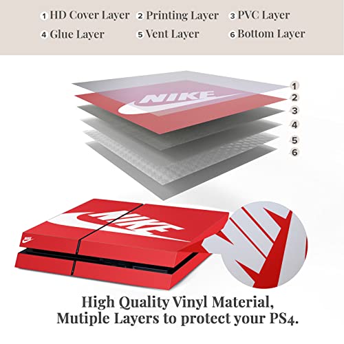 PS4 Skin Console and Controllers, Vinyl Skin for Playstation 4 Console and Controllers, PS4 Sticker Decal Cover for Whole Body - Red Shoebox