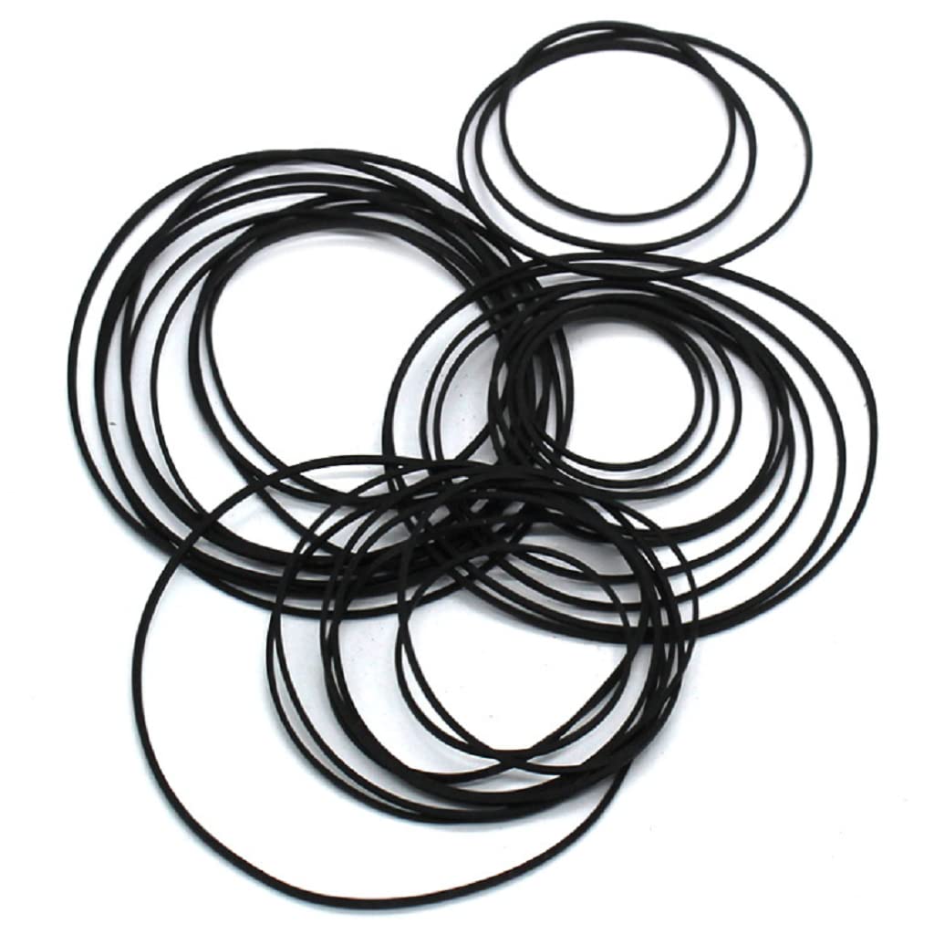 Set of 30-40pcs Pulley Belts Engine Drive Belts Black Rubber Transmission Belts for DIY Toy Module Car