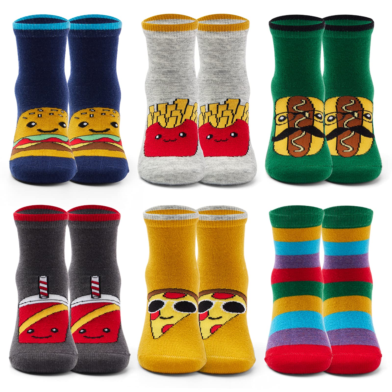 Mardonskey Toddler Boys Wool Socks Kids Winter Warm Socks Thicken Thermal Crew Socks for Boys 6 Pairs, 3-5T