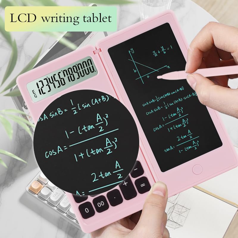 IPepul Calculator,Pink Kawaii calculators Desktop with Writing Screen, Large Display, and Quiet Design - Ideal for Students and Office Workers (Pink)