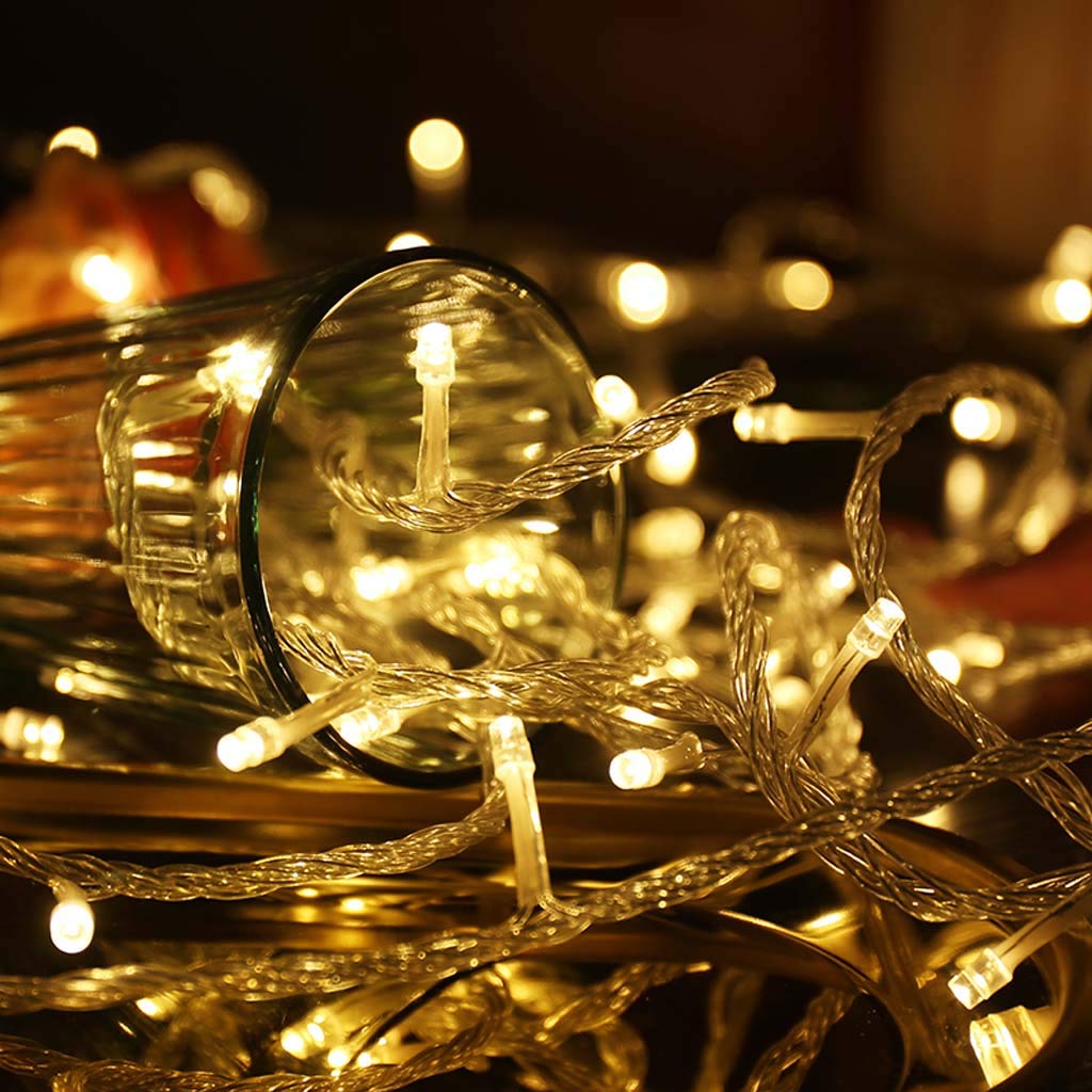 LED Fairy String Lights Twinkle Net Light Firefly Starry Super Bright 8 Lighting Modes Controller Christmas Tree Wedding Party Garden Yard Lawn Patio Decoration Curtain Lights (Warm White, 4.9X4.9ft)