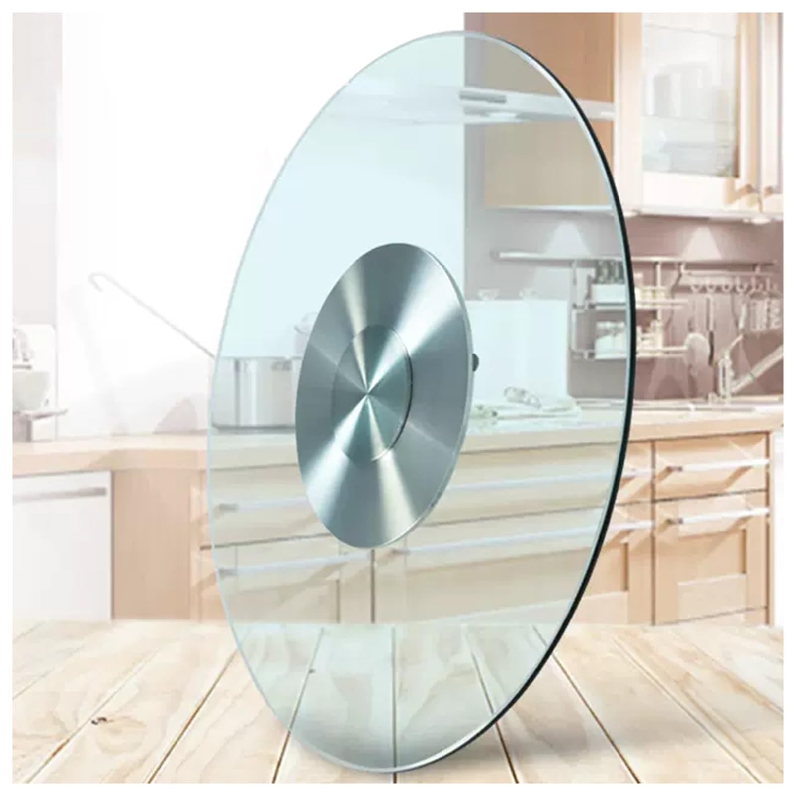 Large Lazy Susan Tempered Glass Turntable, Round Rotating Tray Kitchen Serving Plate, Dining Table Swivel Tray for Family Hotel Restaurant (Color : Clear, Size : 60cm/24in)