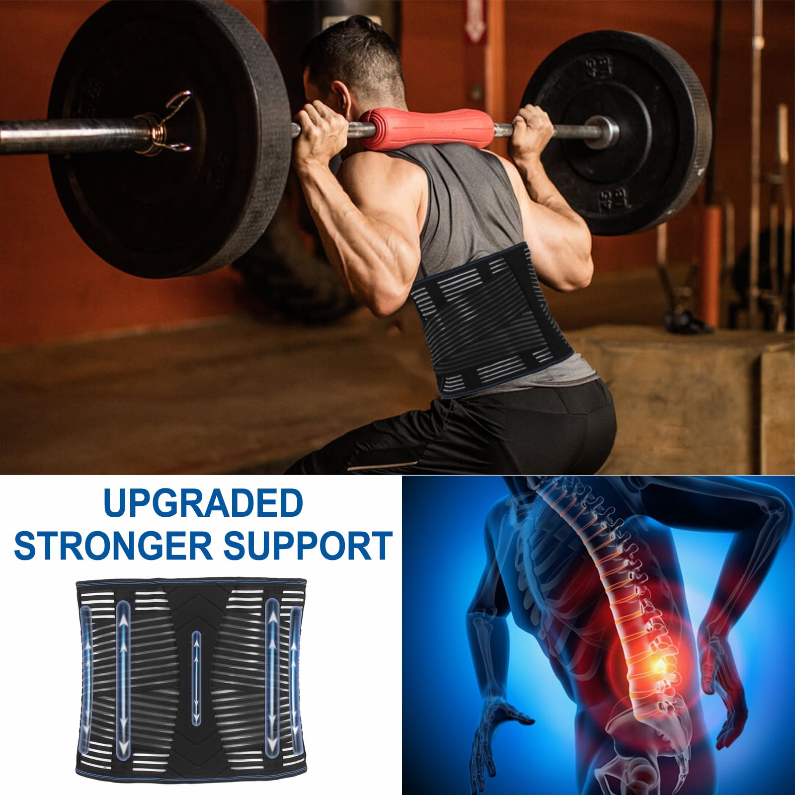 Mercase Back Brace for Lower Back Pain Relief with 5 Stays, Back Support Belt for Women & Men Breathable Lumbar Support Belt for Heavy Work Lifting, Sciatica, Herniated Disc, Scoliosis-Black(XL-39.3"-55.1")