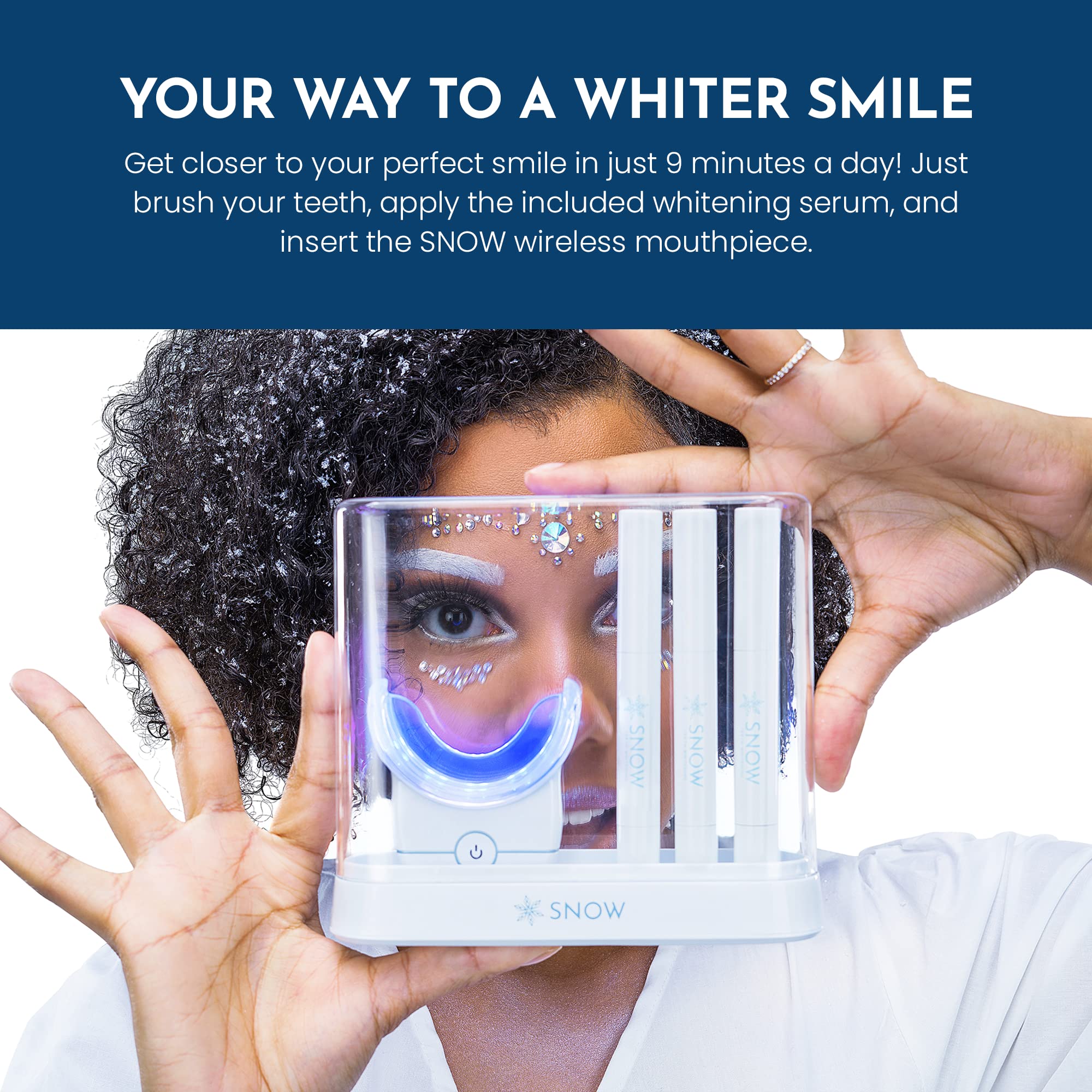 SNOW Advanced Wireless Teeth Whitening Kit - Limited Edition Wireless Teeth Whitening Kit - Portable LED Light Teeth Whitener with Gel Teeth Whitening Pens - 3 Pack, White