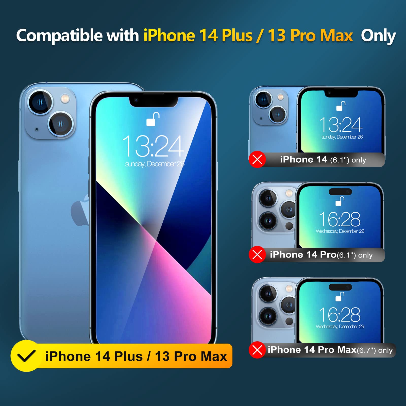 Invoibler 3 Pack Screen Protector Compatible with iPhone 14 Plus /13 Pro Max 6.7", iPhone 14 Plus /13 Pro Max Screen Protector Tempered Glass