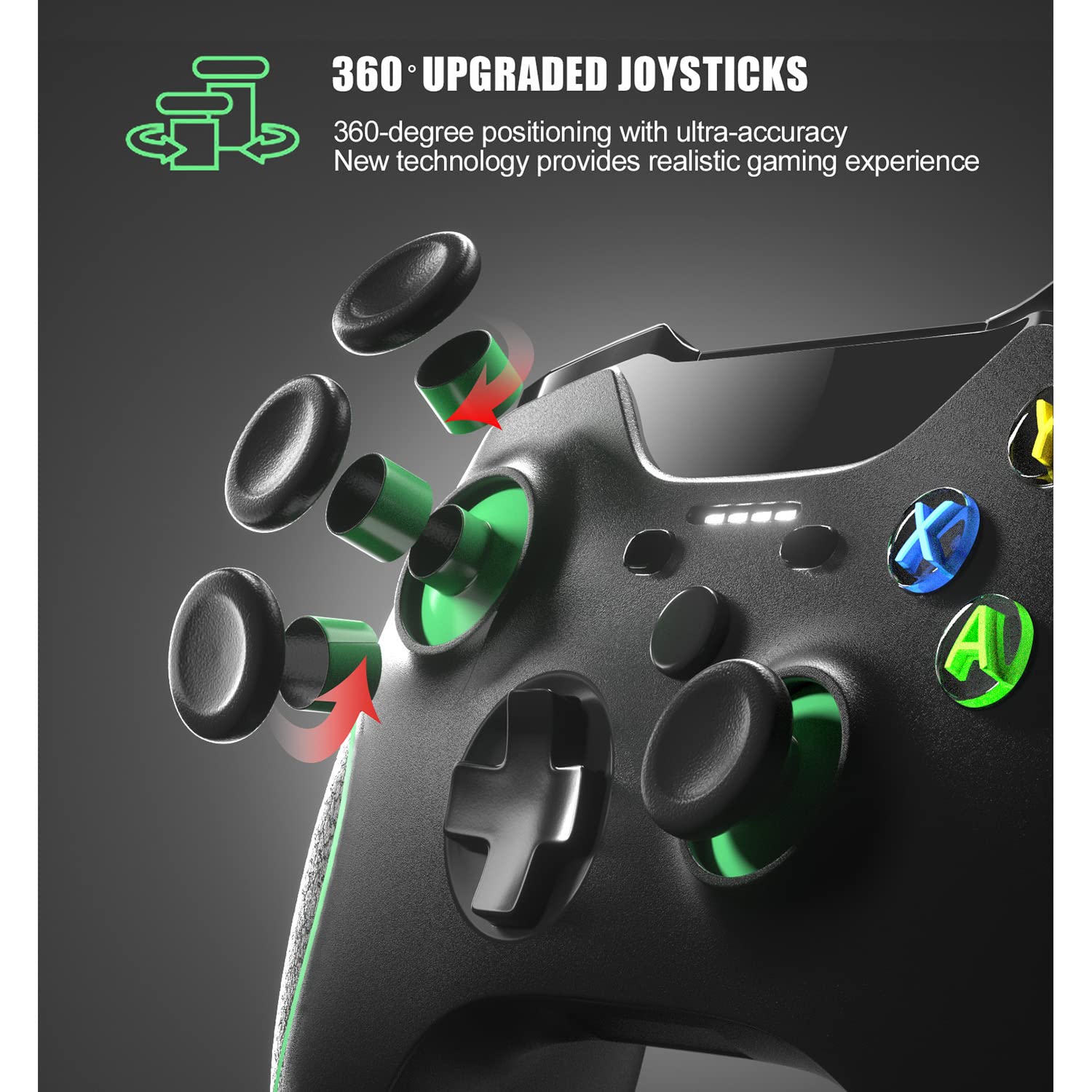 Puning Xbox Controller,2.4G Wireless Controller Compatible With Xbox One/One S/One X/Xbox Series X/Elite/PS3/PC Windows 7/8/10 with Dual Vibration(black)