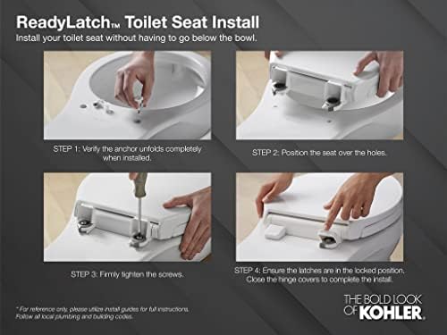 KOHLER 4636-RL-0 Cachet ReadyLatch Quiet Close Elongated Toilet Seat, White & Purewash Toilet Seat Attachment for Bidet functionality, 22860-0, White