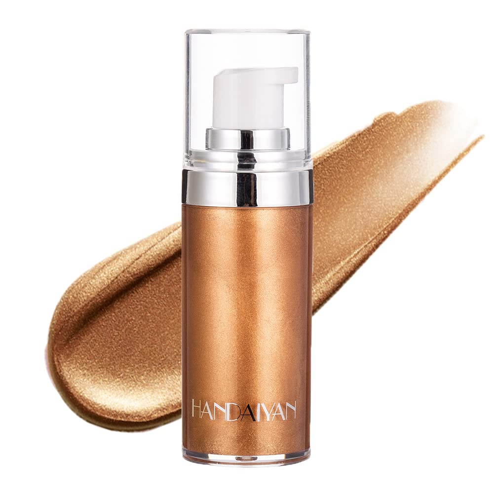 MEICOLY Face Body Luminizer,Liquid Illuminator Body Shimmer Oil,Moisturizing Bronzer Highlighter Smooth Shine Highlight Glow Makeup,Waterproof Body Shimmering Glitter,03 Bronze Gold