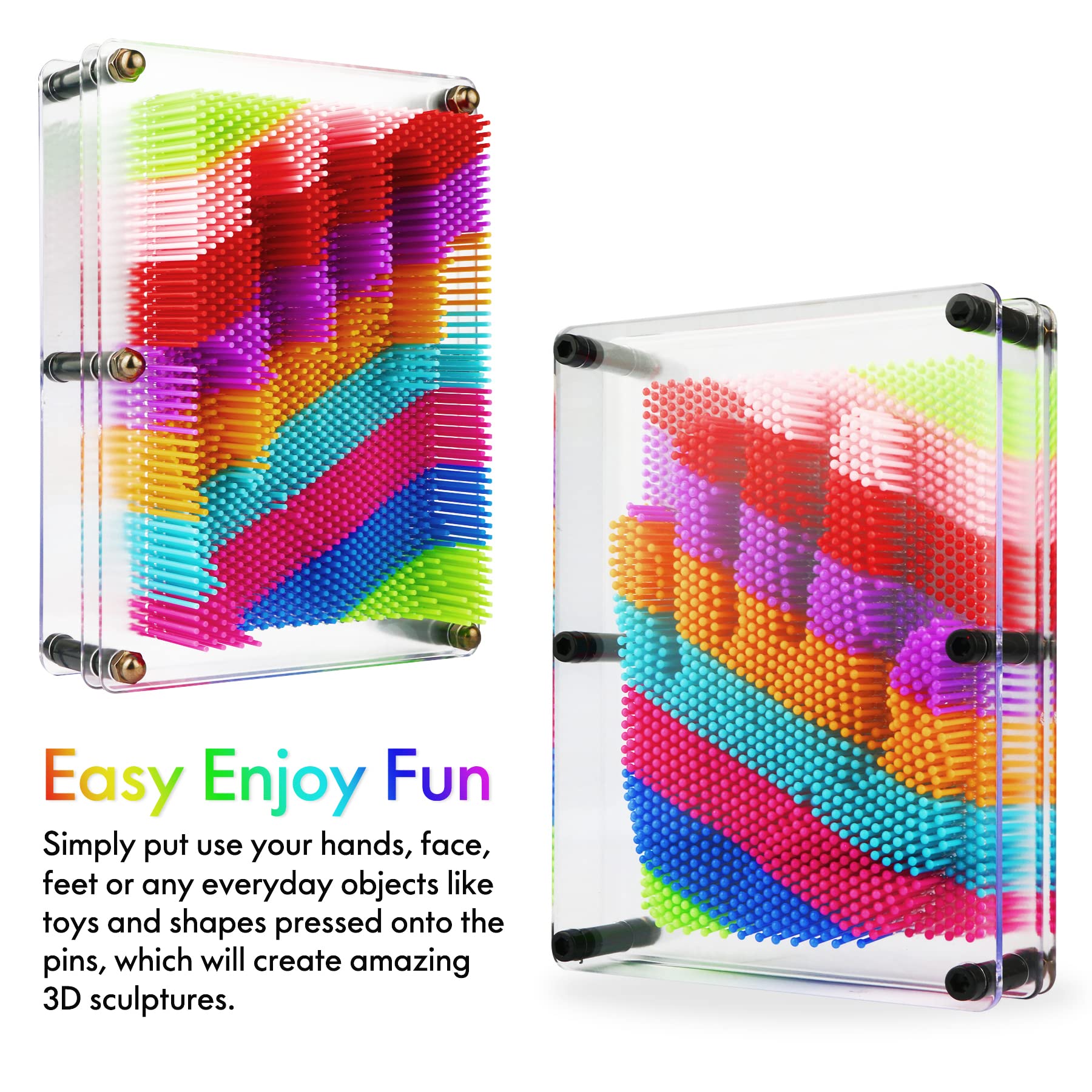 RLINGX 3D Pin Art Toy, Large Size 6” X 8”Unique 3D Pin Art Board for Kids & Adults (Red)