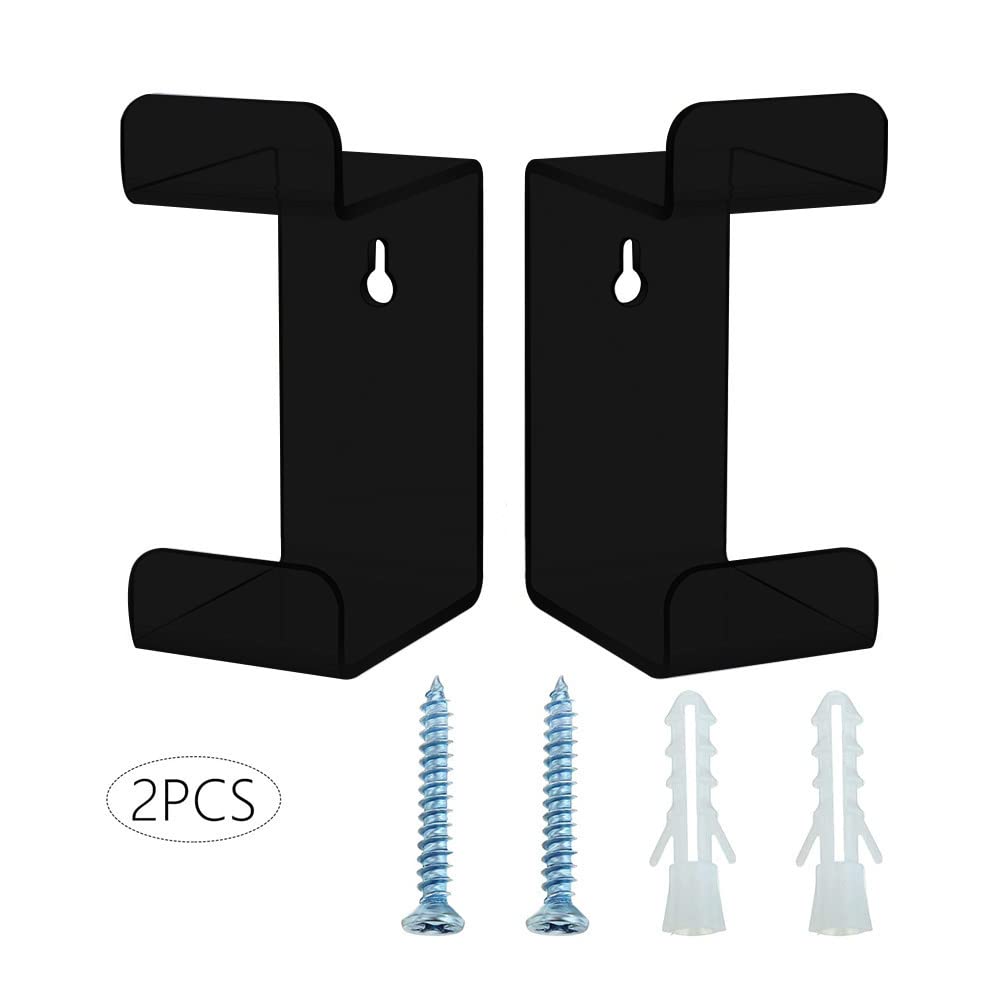 Pxoerzy Acrylic Dual Game Controller& Headphone Wall Mount Stand Holder Controller Hanger , Game Controller Rack,Universal Gamepad Accessories (2Pack,Black)