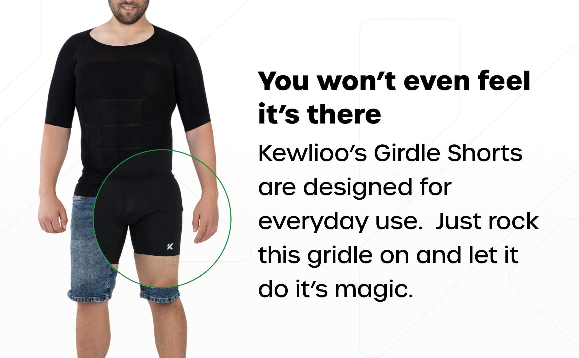 Kewlioo Men's Girdle Compression Shorts with Instant Slimming Effect & Breathable Fabric - High Waist Body Shaper Running Workout Fitness Compression Shorts Underwear Boxer Briefs - (Black, 2XL)