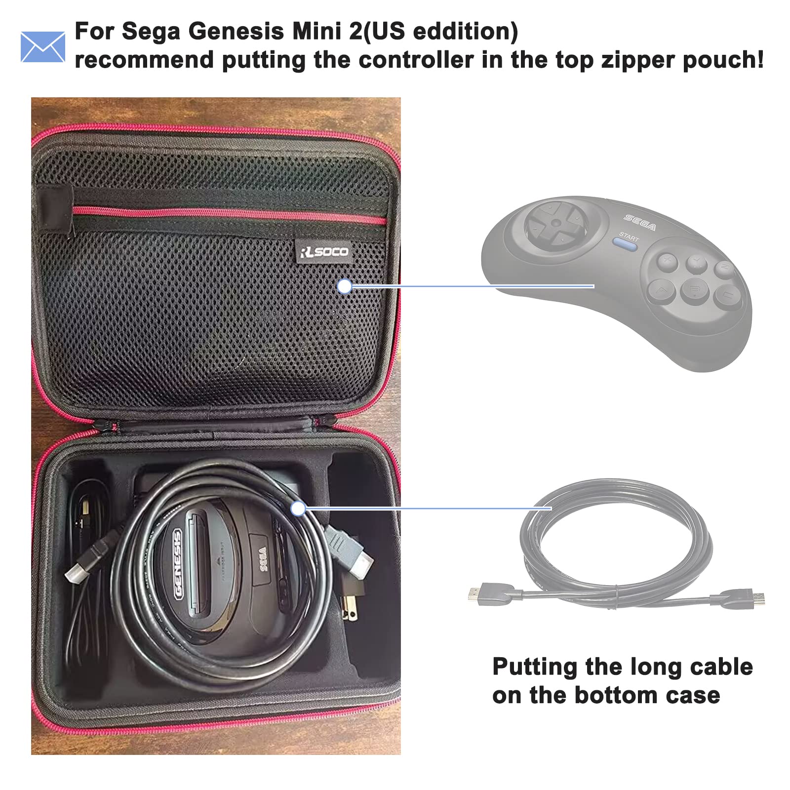 RLSOCO Carrying Case for Sega Mega Drive 2 (Japan Edition)