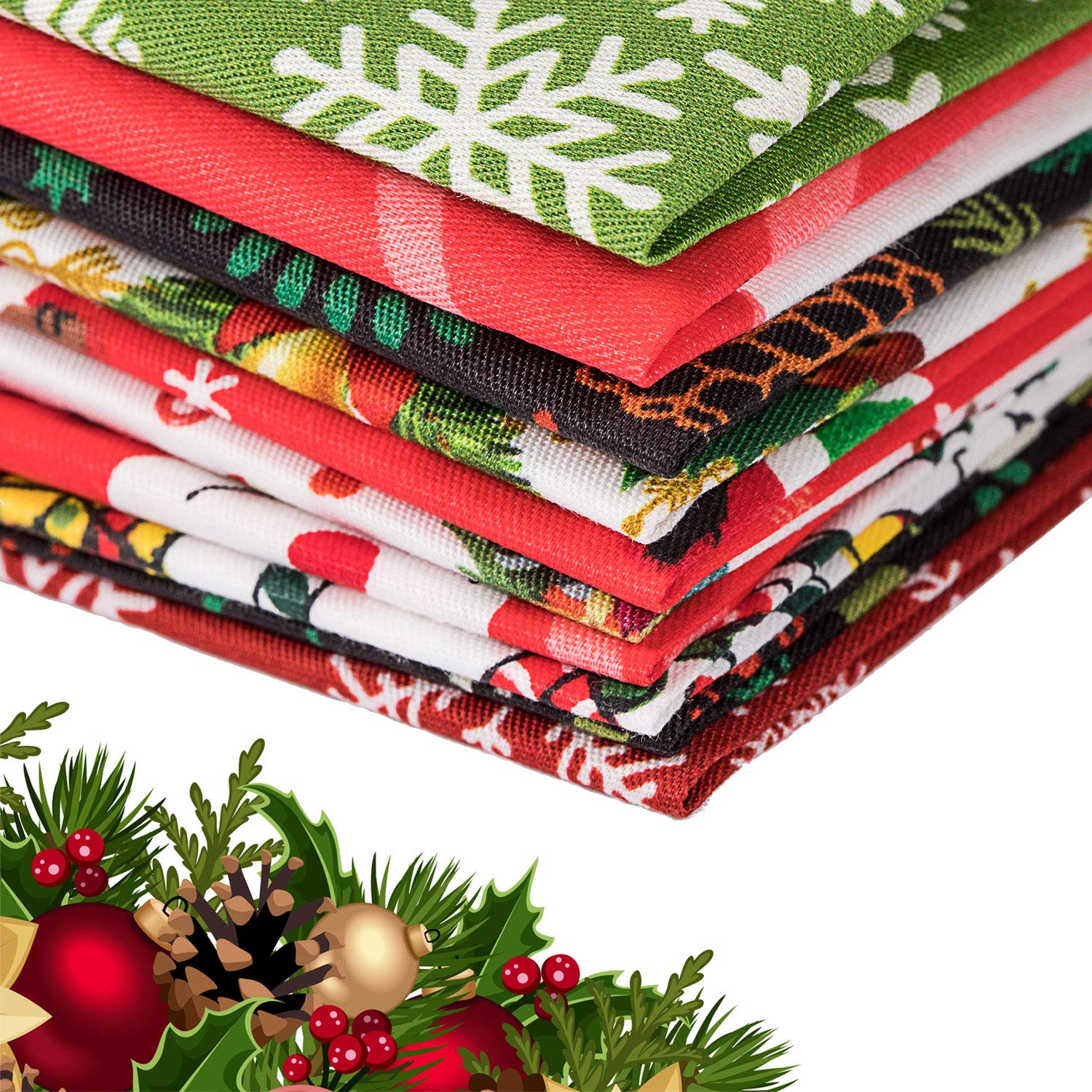 Irenare 50 Pieces Christmas Cotton Fabric Square Quilting Fabric Squares Bundle Sewing Quilting Craft 10 Different Christmas Patterns Patchwork for DIY Christmas Sewing (5 x 5 Inch)