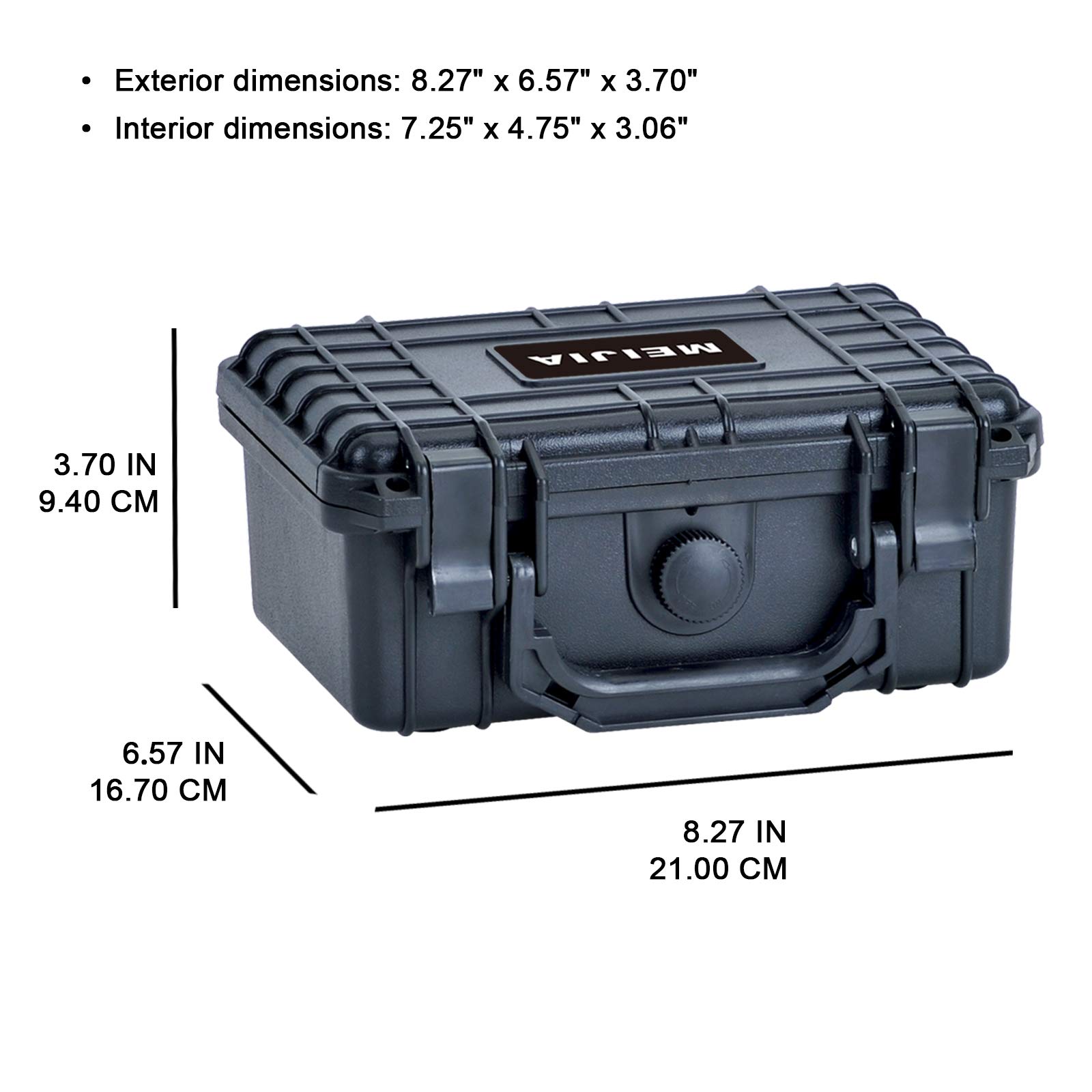 MEIJIA Portable All Weather IP67 Waterproof Protective Case, Hard Case,Camera Case With Customizable Foam,Fit Use of Drones, Cameras,Equipments, 8.12βx6.56βx 3.56β, Elegant Black