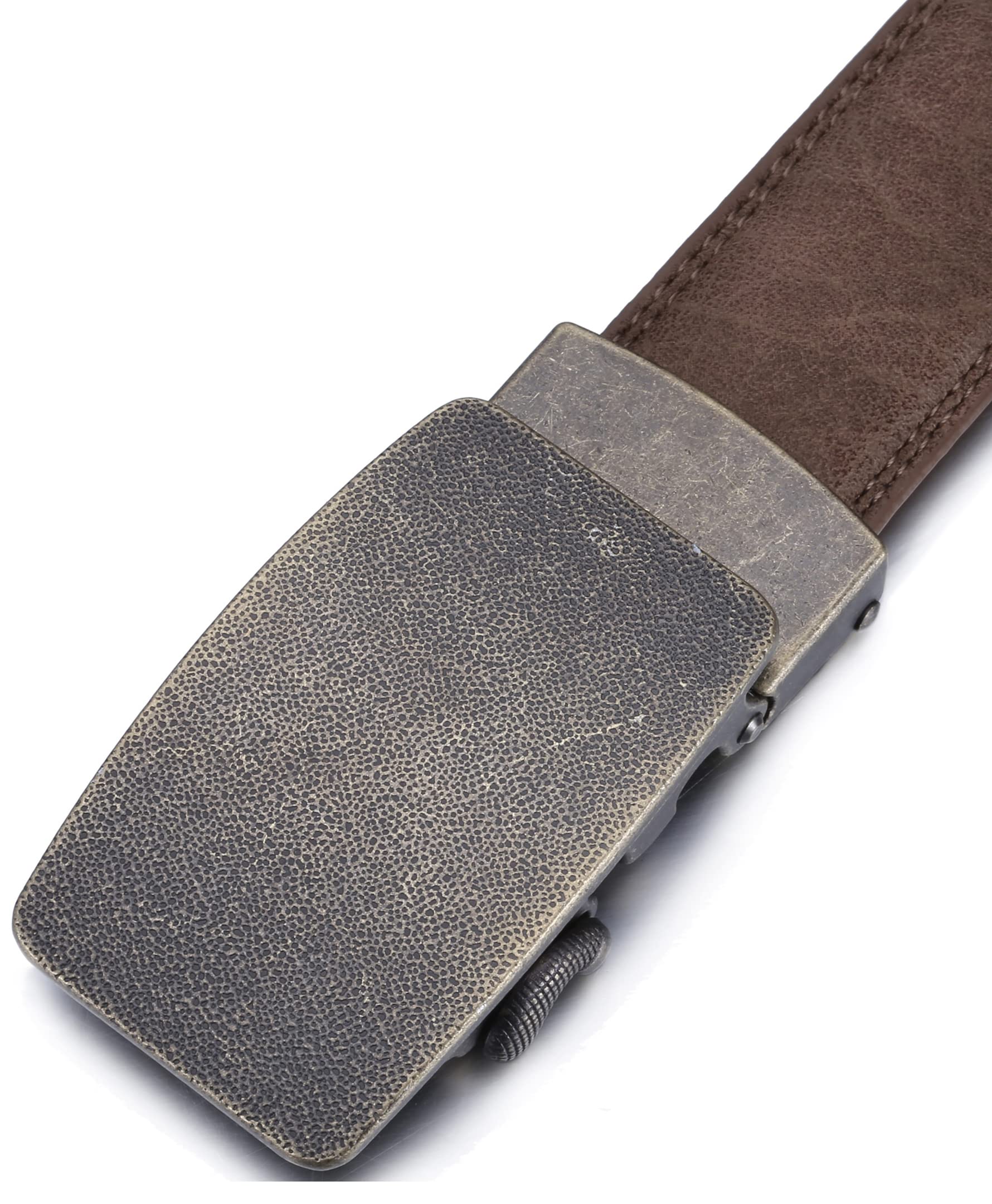 Marino Avenue Men’s Genuine Leather Ratchet Dress Belt With Automatic Buckle, Enclosed in an Elegant Gift Box - Particle Pattern - Cinnamon - Adjustable from 28" to 44" Waist