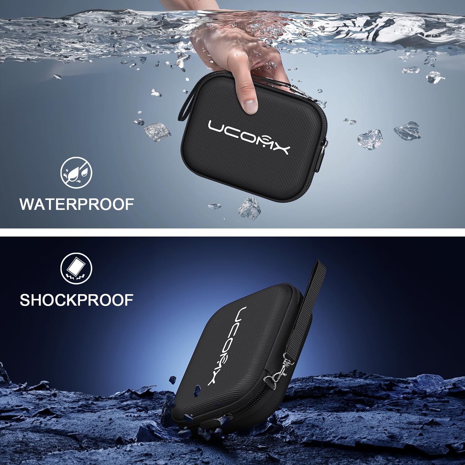 UCOMX Travel Case for 3 in 1 Wireless Charger,Hard EVA Carrying Charger Case,Portable Storage Waterproof Bag with Zipper,Soft Durable Pouch Bag for Foldable Wireless Charger,Adapter,Cable(Box Only)