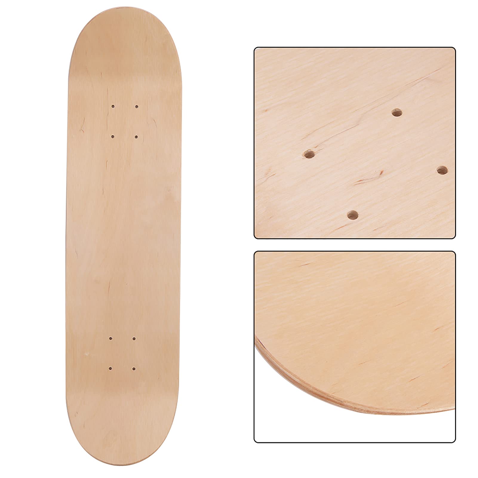Keenso Wood Skateboard Deck, Maple Wood Blank Double-Warped Skateboard Deck Wooden Concaved Skateboard Deck Concave Board Accessory for Skate Scooter