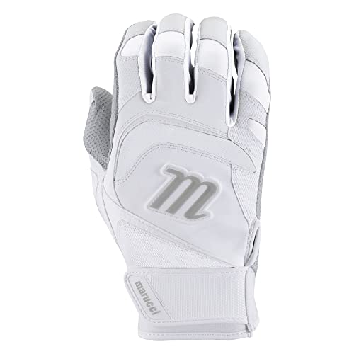 Marucci 2021 Adult Signature Batting Gloves, White/White, Adult Medium