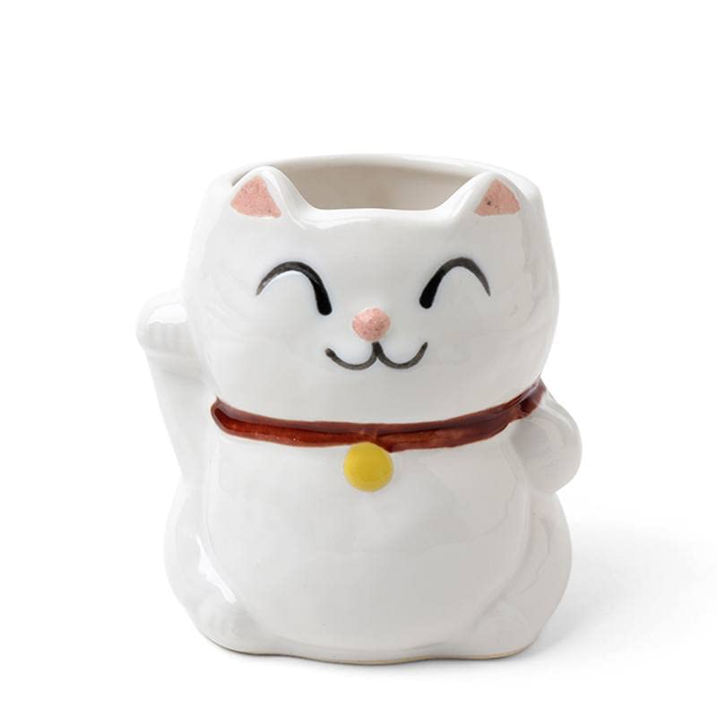 Maneki-neko Lucky Cat Mug White #113-090