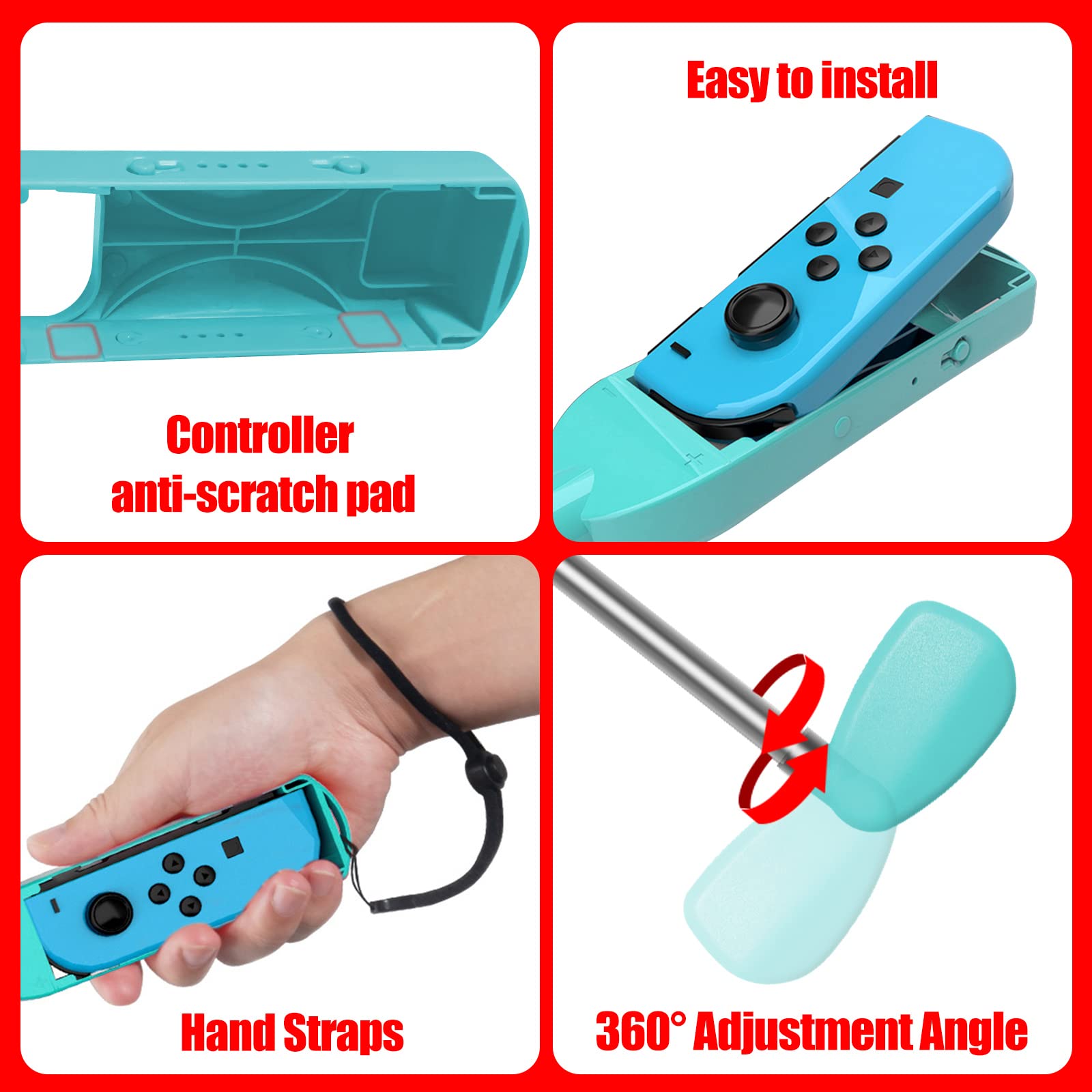 Mario Golf Clubs for Switch/Switch OLED, Adjustable Golf Club for Switch Pressed ZL&ZR with Hand Strip for Controller, Golf Club for Switch Sprots Mario Golf Super Rush 2021 - Red & Blue