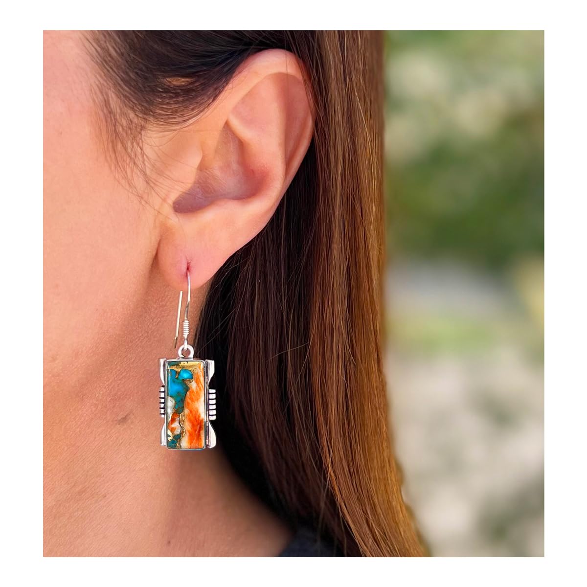 Purple Turquoise Earrings 925 Sterling Silver & Genuine Turquoise (Purple Turquoise)