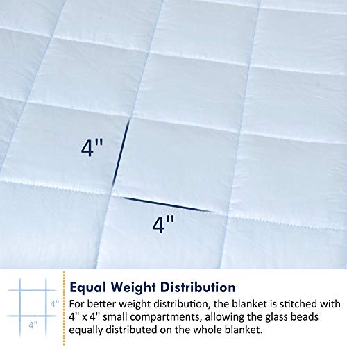 Keeptop Kids Weighted Blanket (7 lbs, 41"x60", Light Blue) - Cooling Heavy Blanket for a Child Between 60-80 lbs - 100% Natural Cotton Material with Premium Glass Beads, Double Stitched Edge