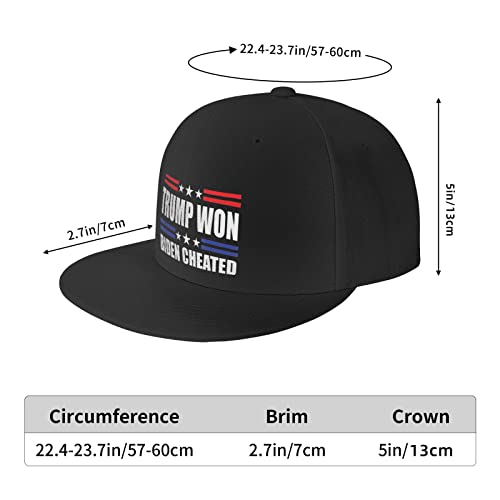 Qauirfe Trump Won Biden Cheated Hat Adult Adjustable Baseball Cap Trucker Hats Black
