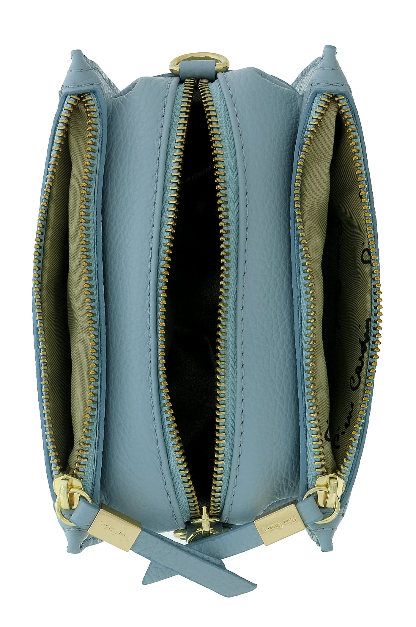 Pierre Cardin Light Blue Leather Small Structured Square Crossbody Bag for womens