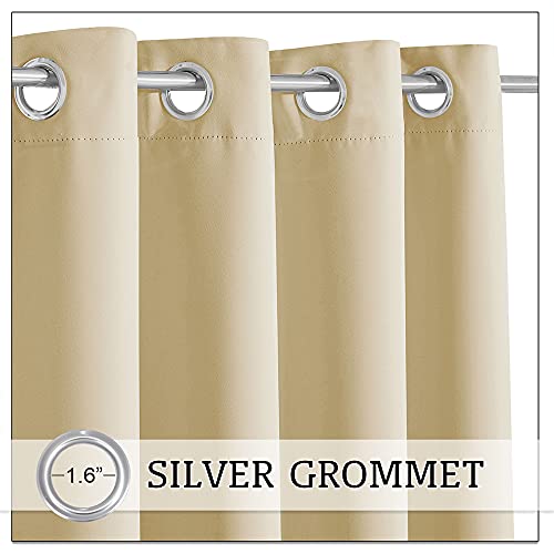 RYB HOME Extra Wide Outdoor Curtains for Patio Waterproof Windproof Blackout Curtains for Porch Pergola Arbor Lanai Pool House Outside Deck, 100 inch Width x 84 inch Length, 1 Pc, Biscotti Beige