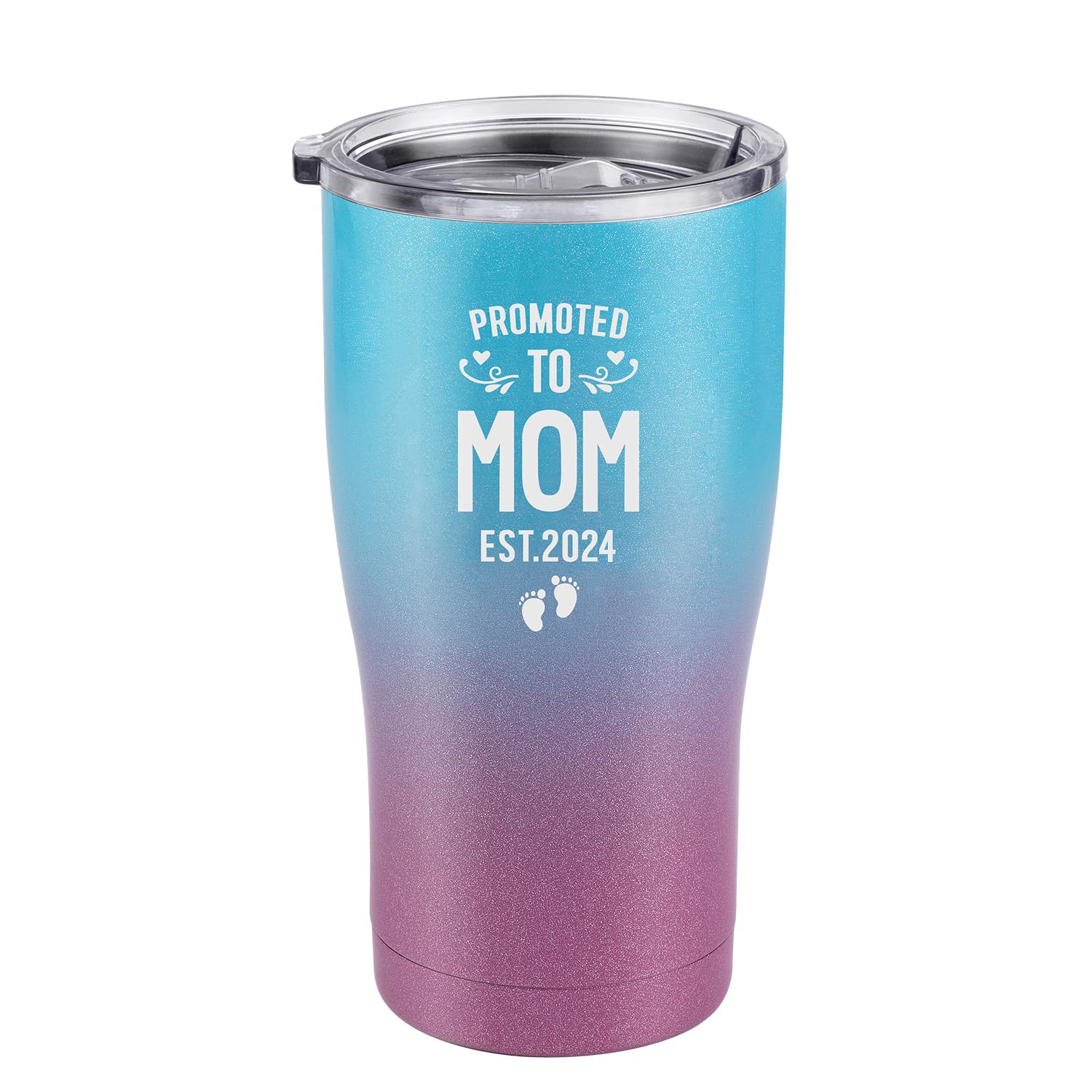 NUI LIVING Promoted to Mom Est 2024 Tumbler - New Mom Gifts Ideas - First Time Mom - Mom to be - Mommy w/New Baby Gift - Cute Expecting Mother to be Baby Shower Presents for Her (Purple Teal 2022)