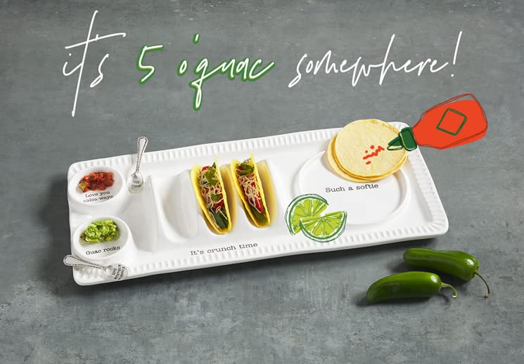 Mud Pie Circa Taco Party Plate Set, White, 9" x 20"
