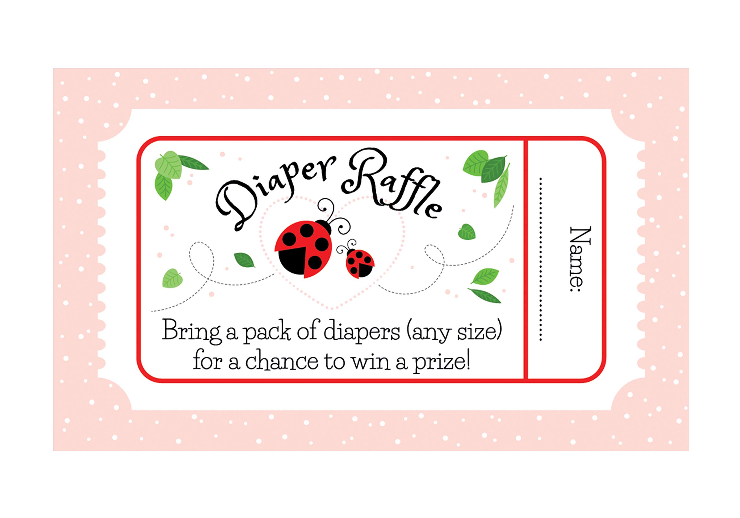 Ladybug Little Lady Diaper Raffle Baby Shower Cards - 24 count