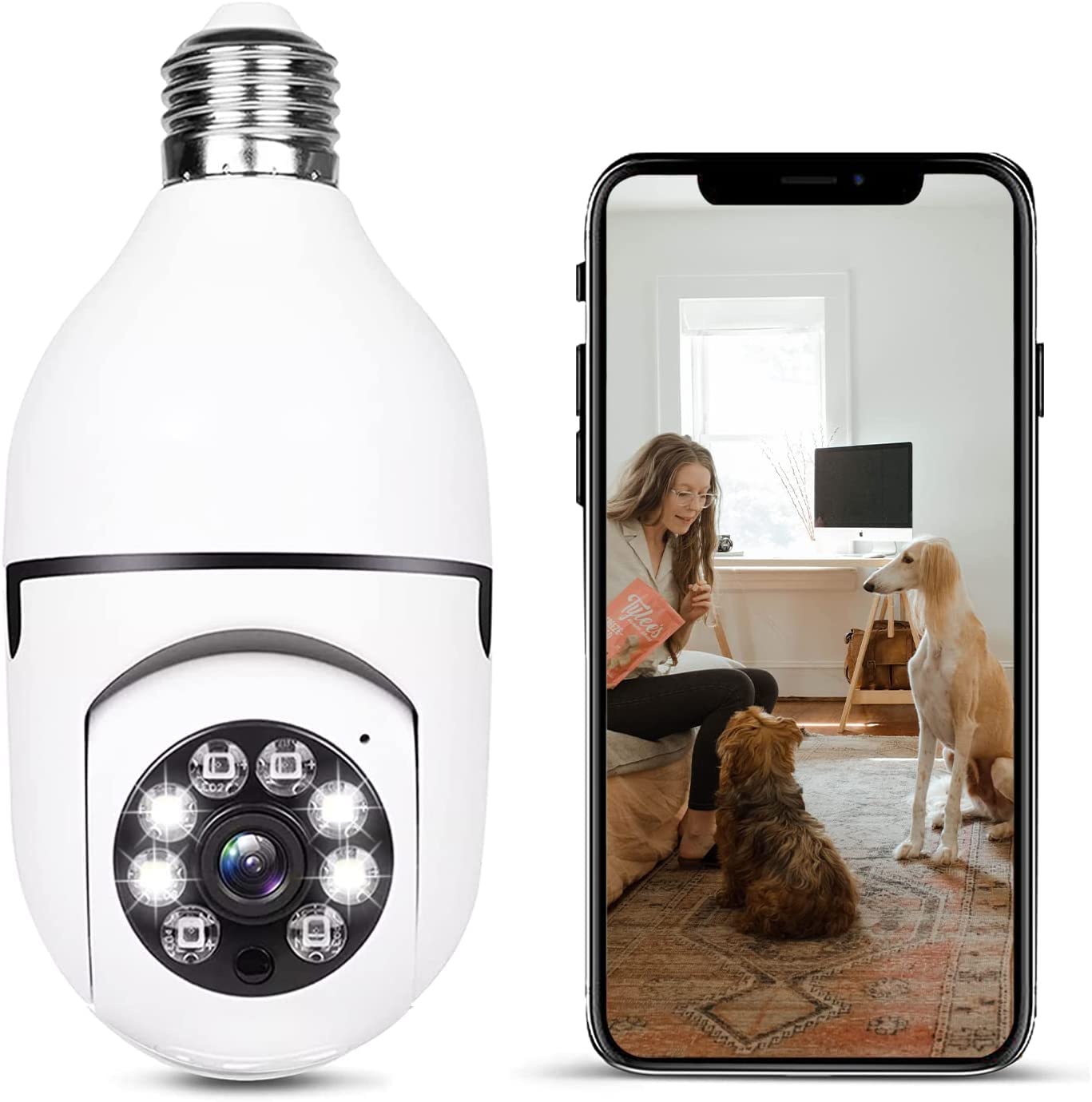 Sudopo Light Bulb HD Security Camera Outdoor Wireless WiFi(5G/2.4G) 360° Lightbulb Camera,Two Way Talk/HD/Night Vision/Light Socket Security Camera-1