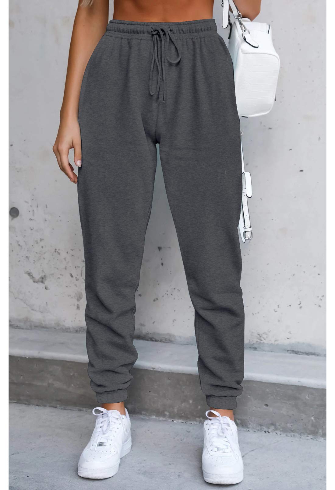 LOV ANNY Women's Padded Bra High Waist Yoga Sportpants Tracksuits Set Dark Grey M