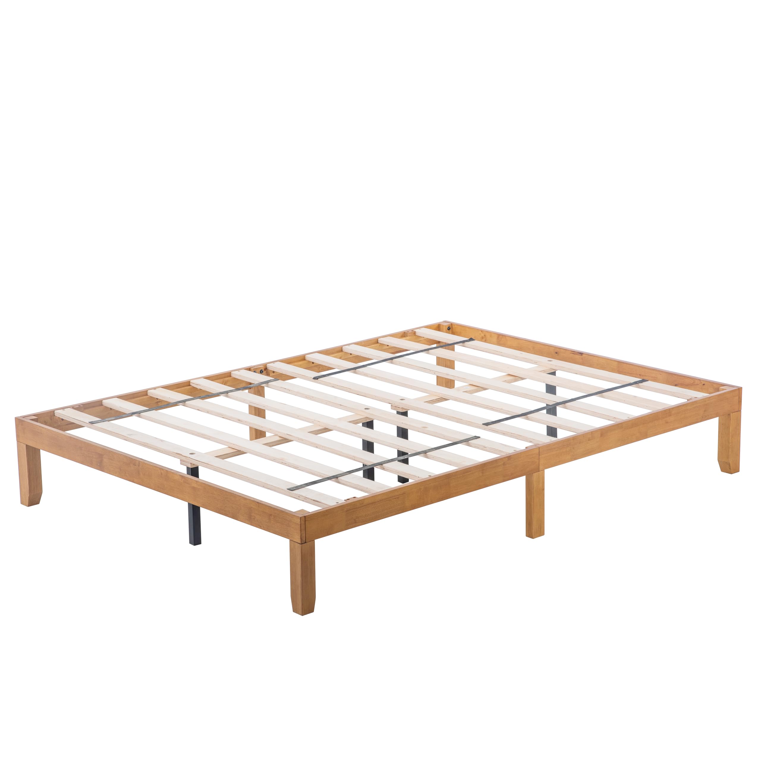 IULULU King Bed Frame, 12 Inch Solid Wood Platform Bed Frame, King Size Mattress Foundation with Wooden Slats Support, Easy Assembly, No Box Spring Needed, Pine
