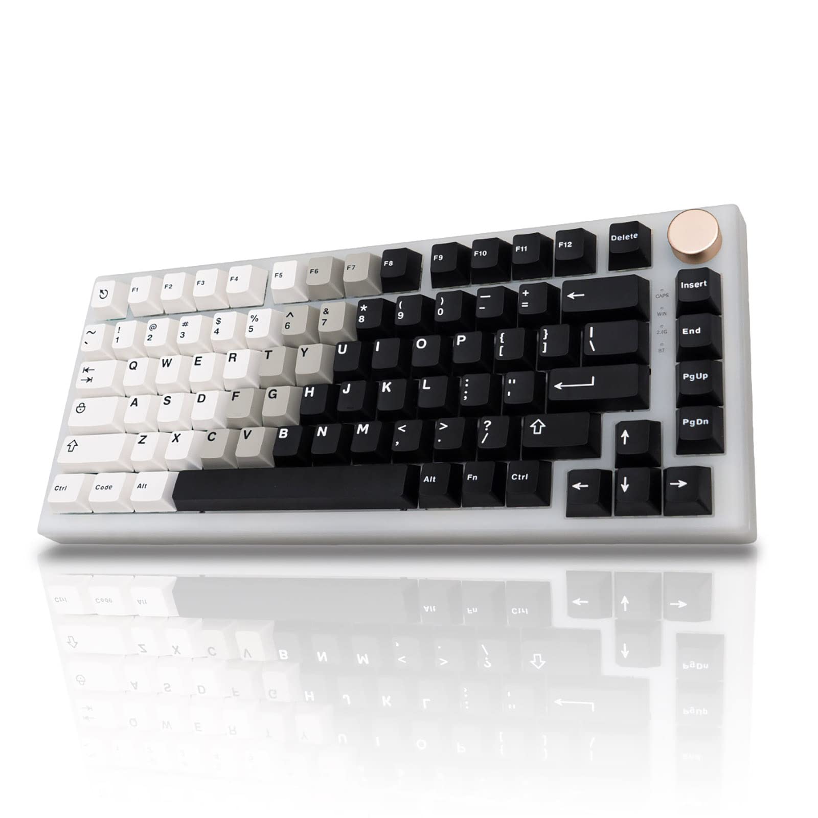 SUEHIODHY IK75 Pro Gasket Hot Swap Mechanical Keyboard 2.4GHz/Bluetooth 5.0/USB-C Gaming Keyboard with Knob 16.8M RGB Backlit Doubleshot Keycaps for Win/Mac(Mintcaps Lubed Switch)
