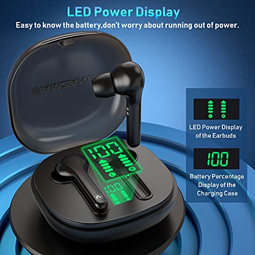 Wireless Earbuds Bluetooth Headphones with Wireless Charging Case and LED Power Display 35Hr Playtime Bass Stereo Sound Earphones Sweatproof Touch Control Built in Mic Headset for Sport Workout Office
