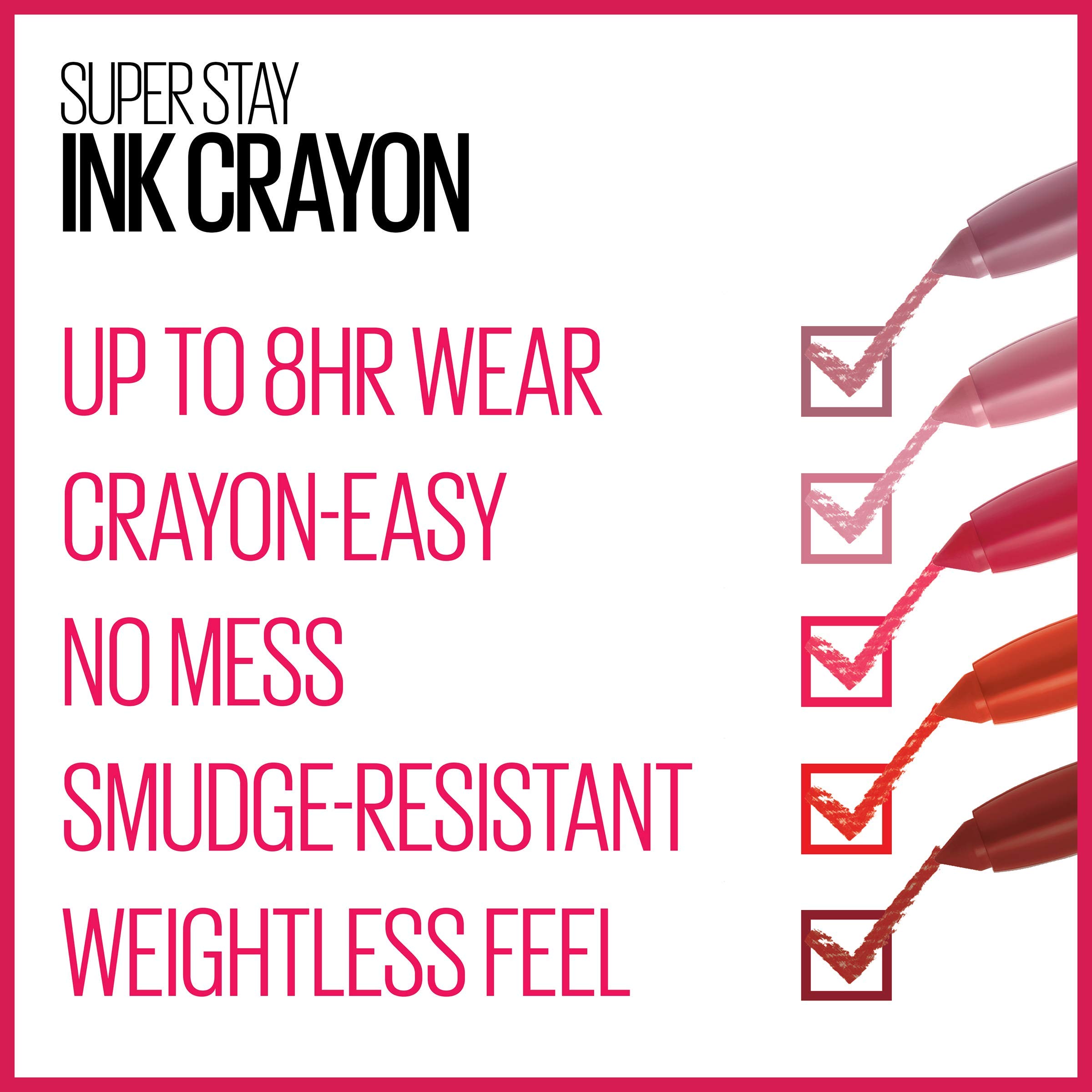 Maybelline Super Stay Ink Crayon Lipstick Makeup, Precision Tip Matte Lip Crayon with Built-in Sharpener, Longwear Up To 8Hrs, Talk The Talk, Sandy Nude, 1 Count