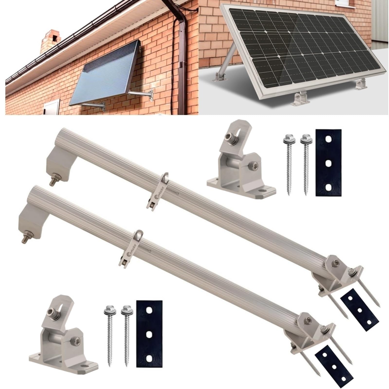 m4solar m01 Adjustable Solar Panel Mount Brackets 20-70° Adjustable Solar Panel Tilt Mount Brackets for Solar Panels Installed on Any Flat Surface for RV, Roof, Boat, Any Off-Grid System