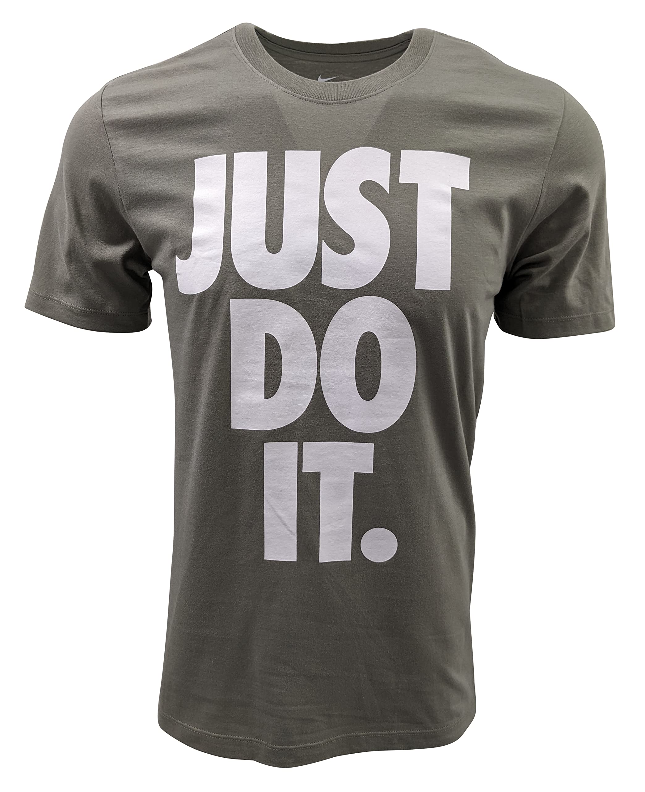 Nike Mens Just Do It Big Logo T-Shirt (Medium, Pale Moss Green/White)